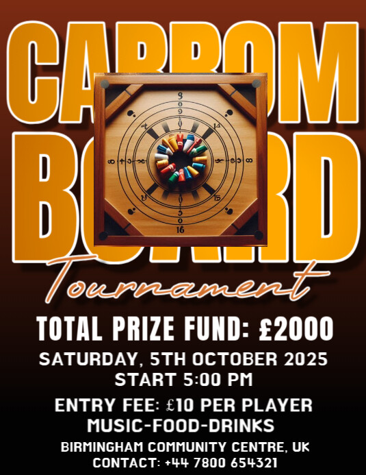 Black Maximalist Carrom Board Tournament Flyer Flyer (us Letter ...