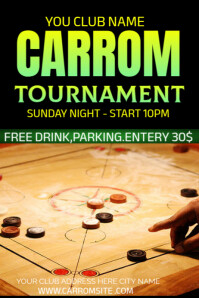 White Maximalist Carrom Tournament Template | PosterMyWall