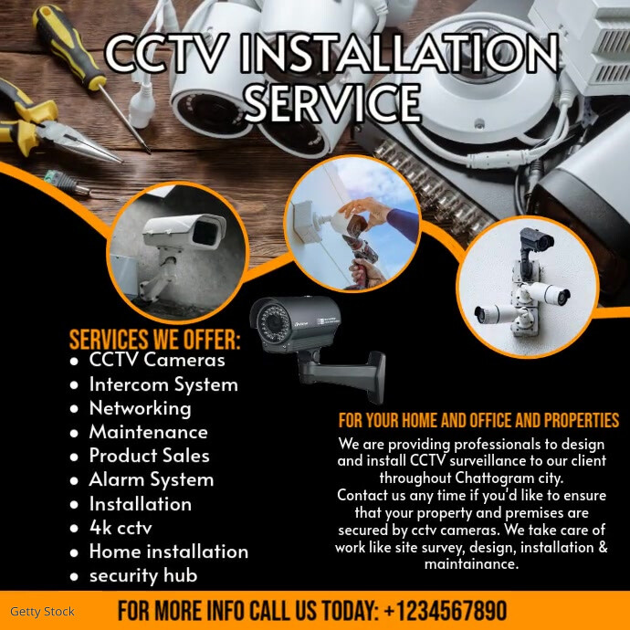 Black Maximalist Cctv Security Services Flyers Instagram Post Template ...