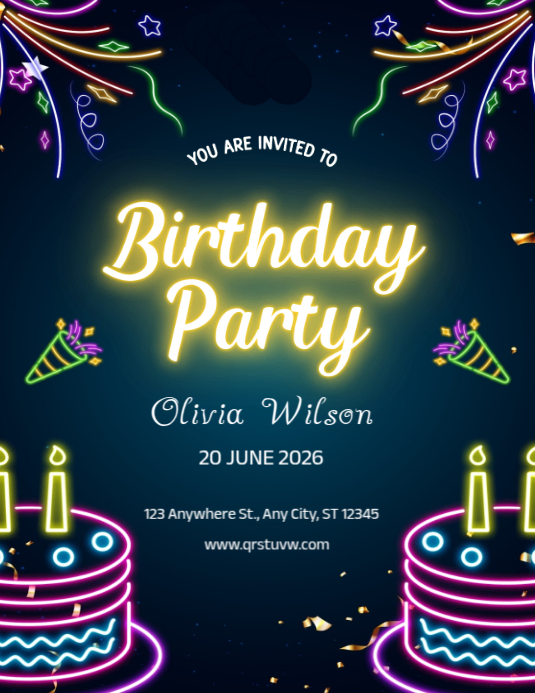 Black Maximalist Celebrate/invitaion/poster/sparkle/neon/party/birthday ...
