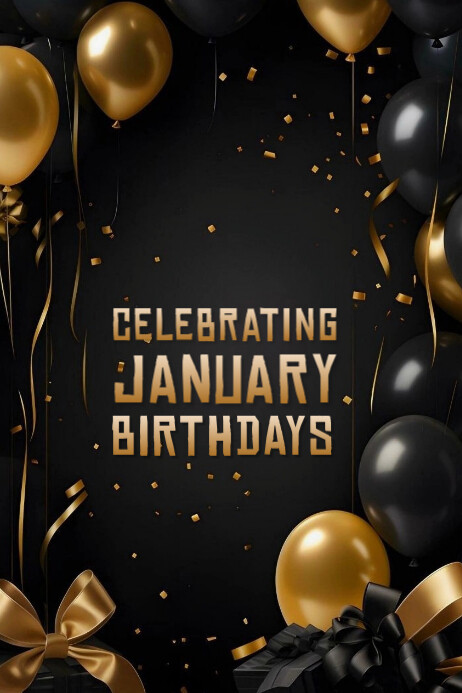 Black Maximalist Celebrating January Birthdays Banner 4' × 6' Template ...