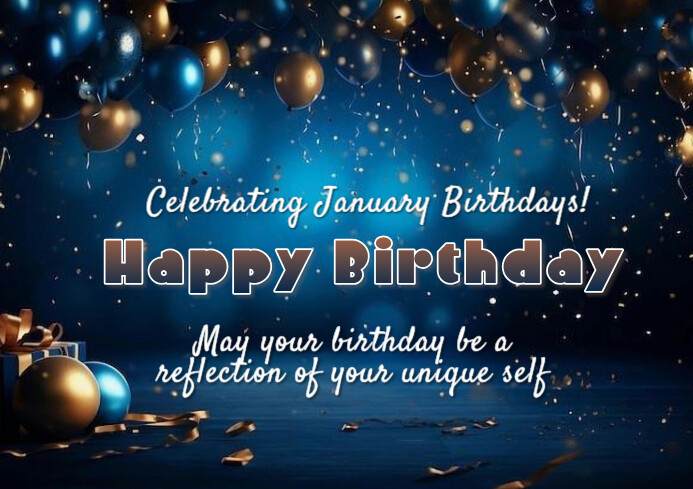 Black Maximalist Celebrating January Birthdays A4 Template | PosterMyWall