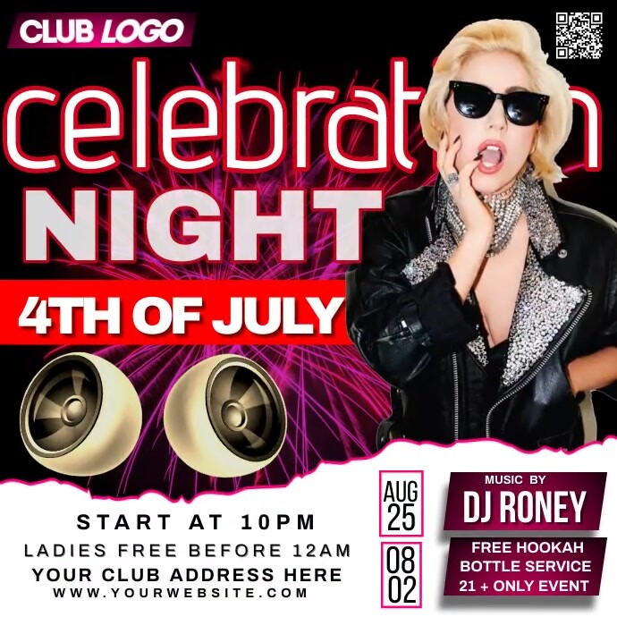 Black Maximalist Celebration Night 4th Of Jul Template | PosterMyWall