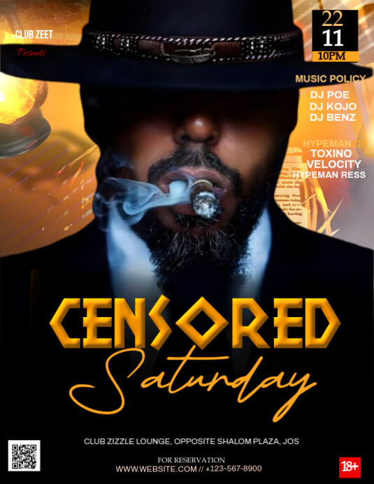 Copy of Black Maximalist Censored Saturday Flyer (us | PosterMyWall