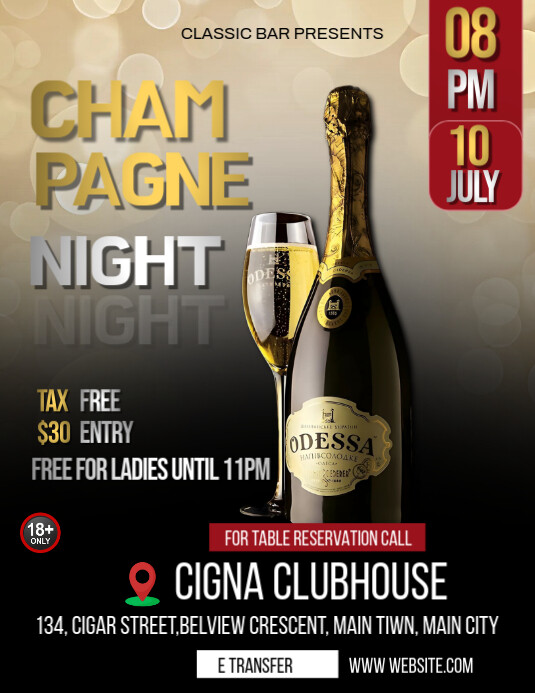 Black Maximalist Champagne Night Flyer (us Letter) Template | PosterMyWall