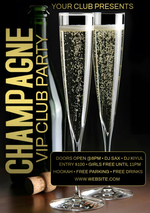Copy of Black Maximalist Champagne Vip Club Party A5 | PosterMyWall