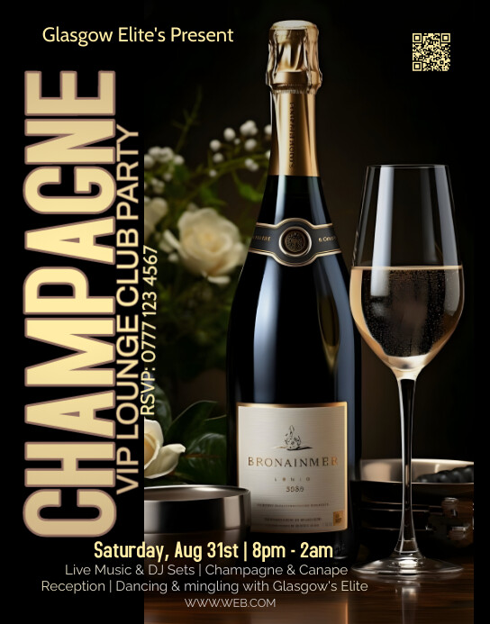 Black Maximalist Champagne Vip Lounge Club Pa Template | PosterMyWall