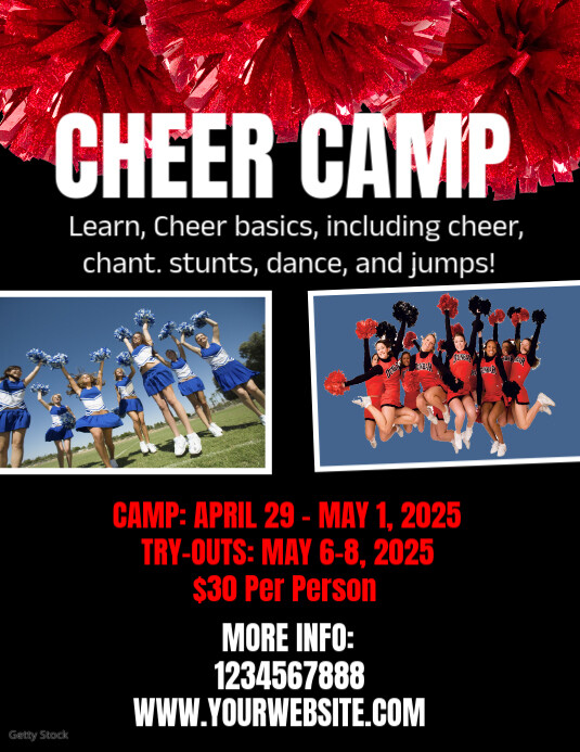 Black Maximalist Cheer Camp Flyer (us Letter) Template | PosterMyWall
