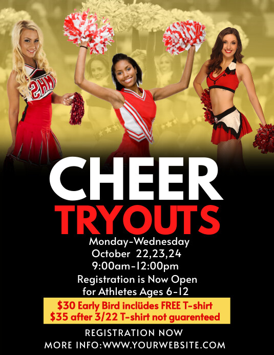 Cheerleading Tryouts Free Email Header Templates | PosterMyWall