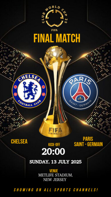 Black Maximalist Chelsea Vs Psg Club World Cup Final Match Instagram ...