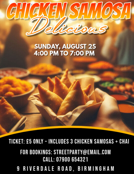 Black Maximalist Chicken Samosa Flyer Flyer (us Letter) Templat ...