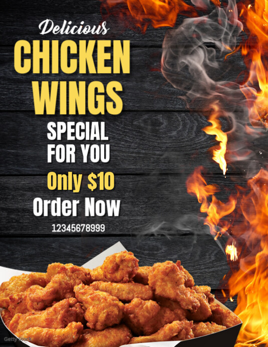 Copy of Black Maximalist Chicken Wings Flyer (us Letter) | PosterMyWall