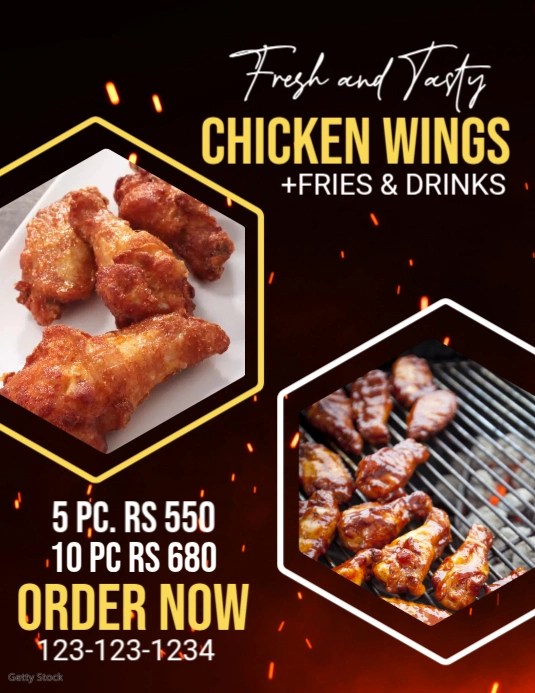 Black Maximalist Chicken Wings Flyer (us Letter) Template | PosterMyWall