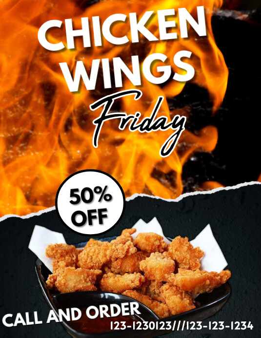 Copy of Black Maximalist Chicken Wings Flyer (us Lett | PosterMyWall