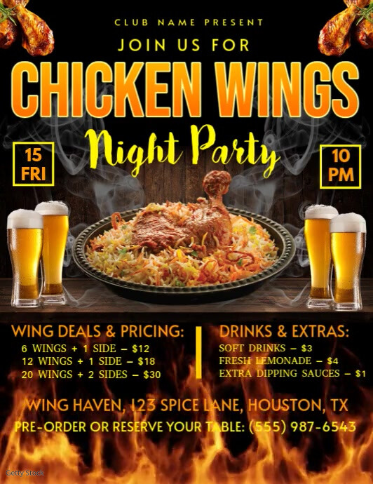 Copy of Black Maximalist Chicken Wings Flyer (us Letter) | PosterMyWall
