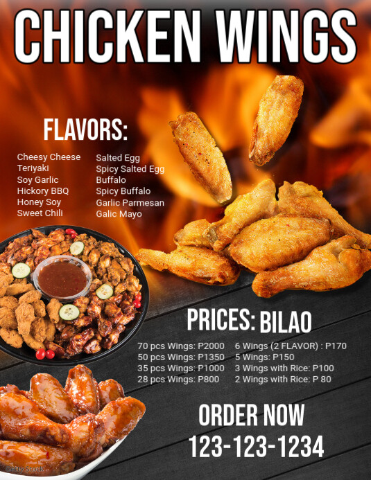 Copy of Black Maximalist Chicken Wings Flyer (us Letter) | PosterMyWall