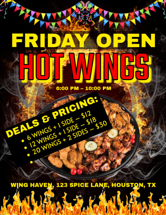 Copy of Black Maximalist Chicken Wings Flyer Flyer (us Letter ...