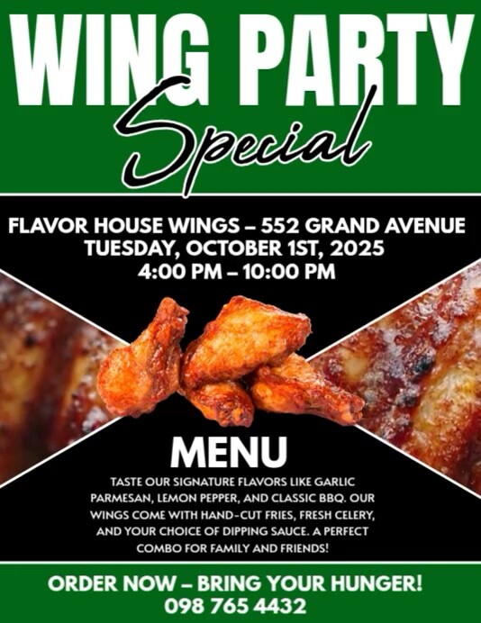Black Maximalist Chicken Wings Flyers Flyer (us Letter) Template ...