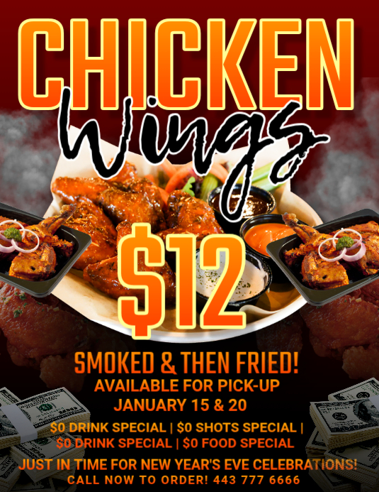 Black Maximalist Chicken Wings Menu Flyer (us Letter) Template ...