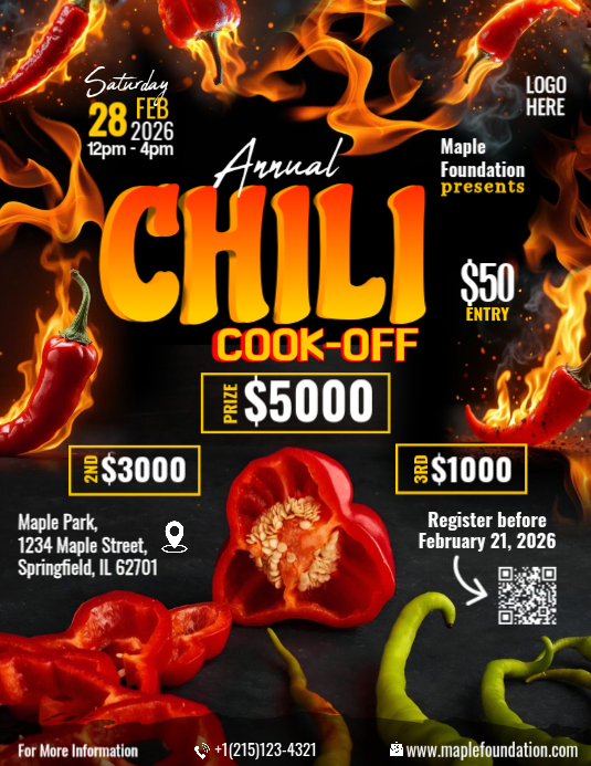 Black Maximalist Chili Cook-off Poster Design Template Flyer (us Letter ...