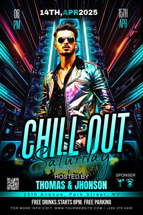 Black Maximalist Chill Out Saturday Poster Template | PosterMyWall