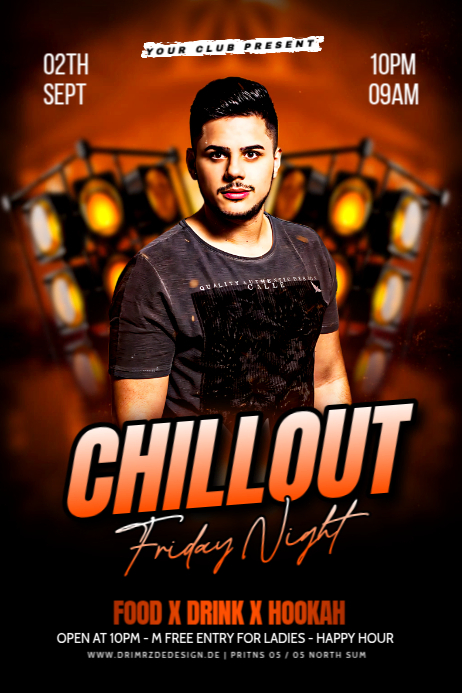 Black Maximalist Chillout Friday Party Banner 4' × 6' Template ...