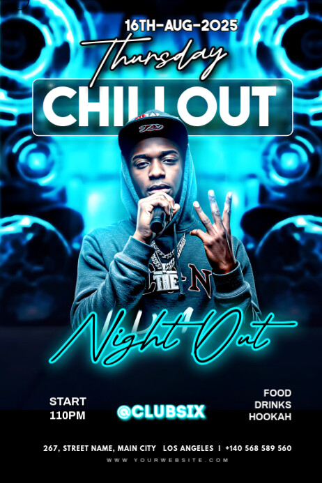 Black Maximalist Chillout Party Flyer Banner 4' × 6' Template ...