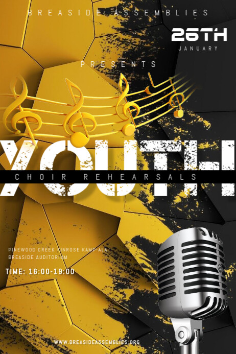 Black Maximalist Choir Rehearsals Poster Template | PosterMyWall