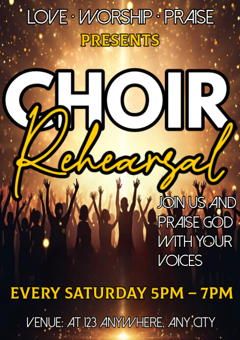 Black Maximalist Choir Rehearsals Poster Template A3 | PosterMyWall