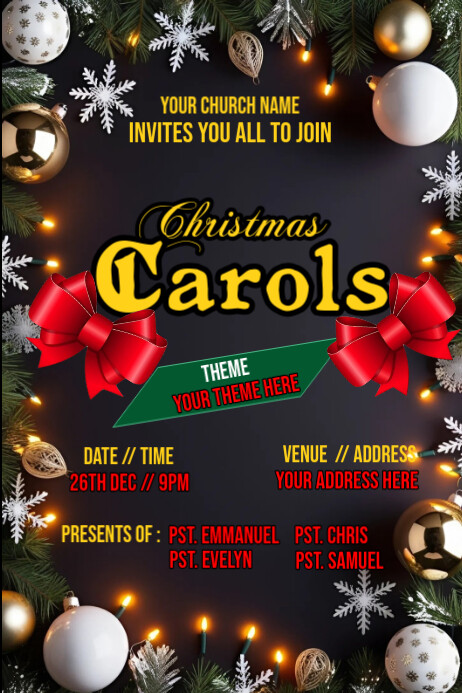 Black Maximalist Christmas Carol Design Template Poster | PosterMyWall