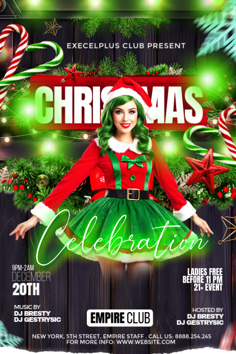 Black Maximalist Christmas Celebration Banner 4' × 6' Template | PosterMyWall