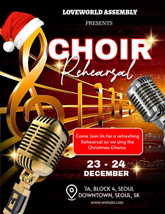 Copy of Black Maximalist Christmas Choir Rehearsal Flyer (us Letter ...