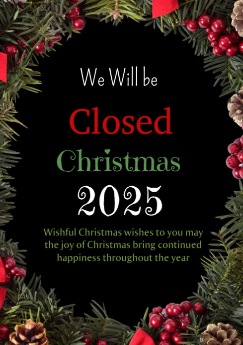 Copy of Black Maximalist Christmas Closed A4 | PosterMyWall