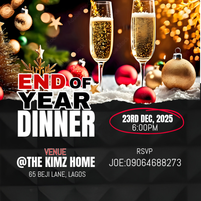 Black Maximalist Christmas Dinner Invitation Card Instagram Post ...