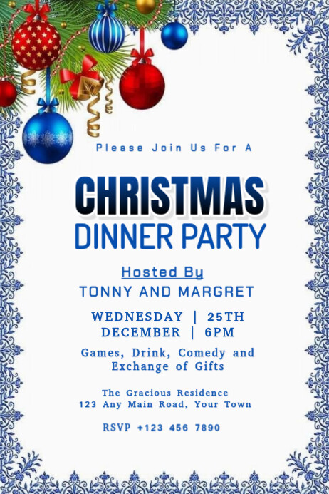 Black Maximalist Christmas Dinner Party Invite Banner 4' × 6' Template ...