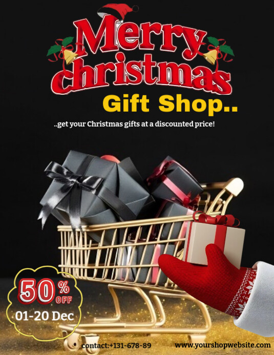 Black Maximalist Christmas Gift Shop Flyer Flyer (us Letter) Template ...