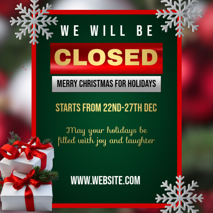 Copy of Black Maximalist Christmas Holiday Closed Youtube Thumbnail | PosterMyWall