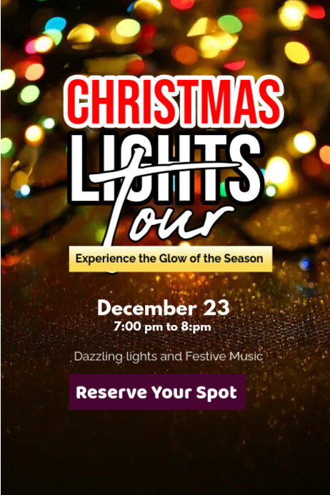 Black Maximalist Christmas Lights Tour Poster Template | PosterMyWall