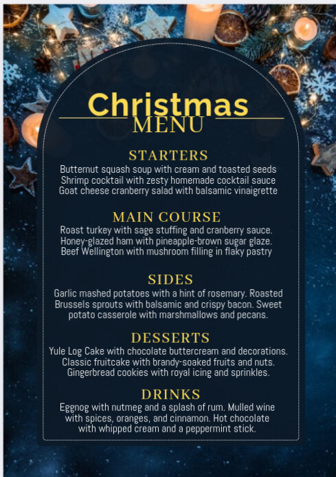 Black Maximalist Christmas Menu A4 Template | PosterMyWall