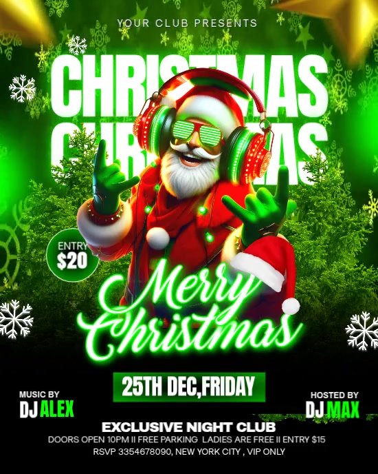 Black Maximalist Christmas Night Club Party Flyer Instagram Portrait ...