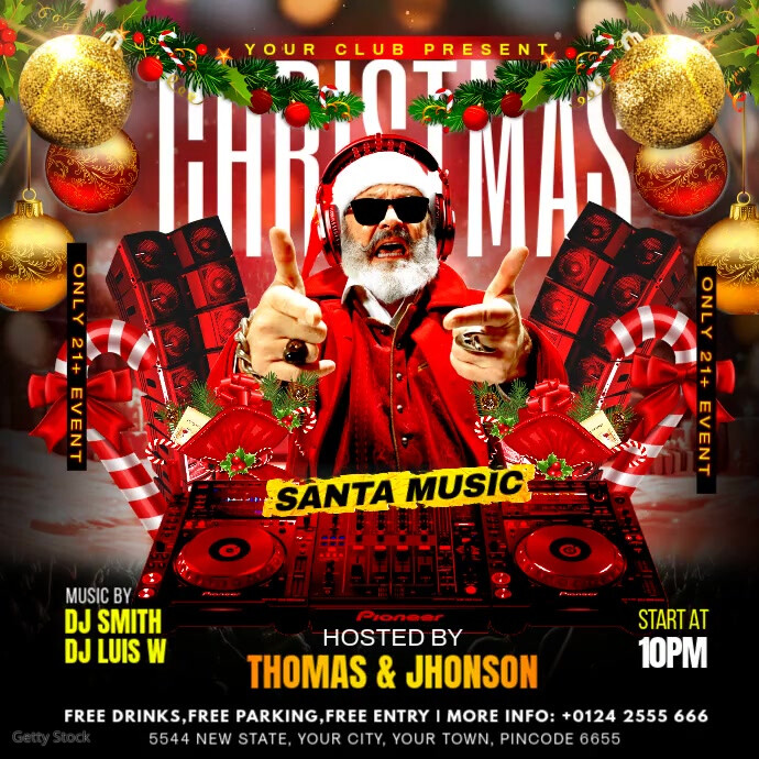 Black Maximalist Christmas Party Flyer Instagram Post Template | PosterMyWall