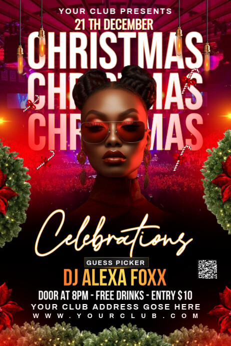 Black Maximalist Christmas Party Flyer Poster Template | PosterMyWall