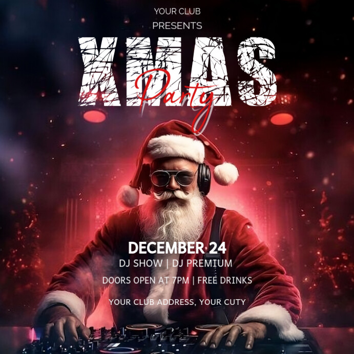 Black Maximalist Christmas Party Instagram Post Template | PosterMyWall