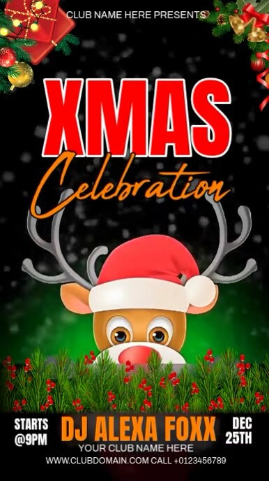 Black Maximalist Christmas Party Instagram Reel Template | PosterMyWall