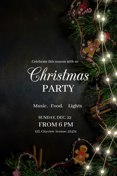 Black Maximalist Christmas Party Invitation Poster Template | PosterMyWall