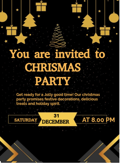 Black Maximalist Christmas Party Invitation Flyer (us Letter) Template ...