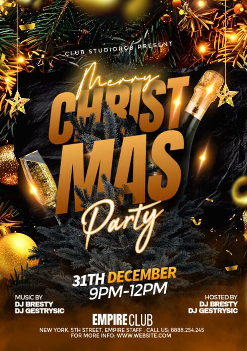 Black Maximalist Christmas Party Template A1 | PosterMyWall