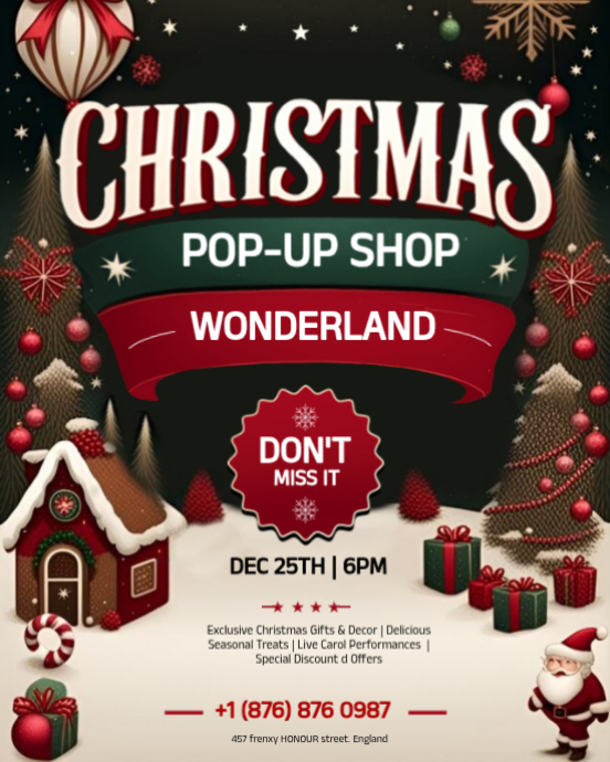 Black Maximalist Christmas Pop Up Shop Instagram Portrait Template ...