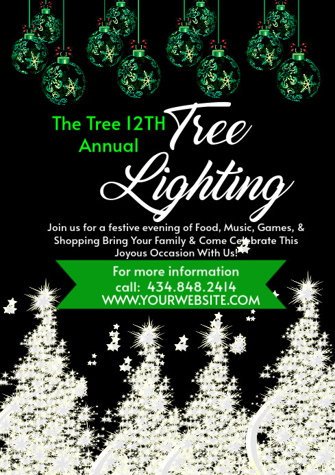 Black Maximalist Christmas Tree Lighting A3 Template | PosterMyWall