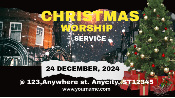 Black Maximalist Christmas Worship Service Youtube Thumbnail Template | PosterMyWall